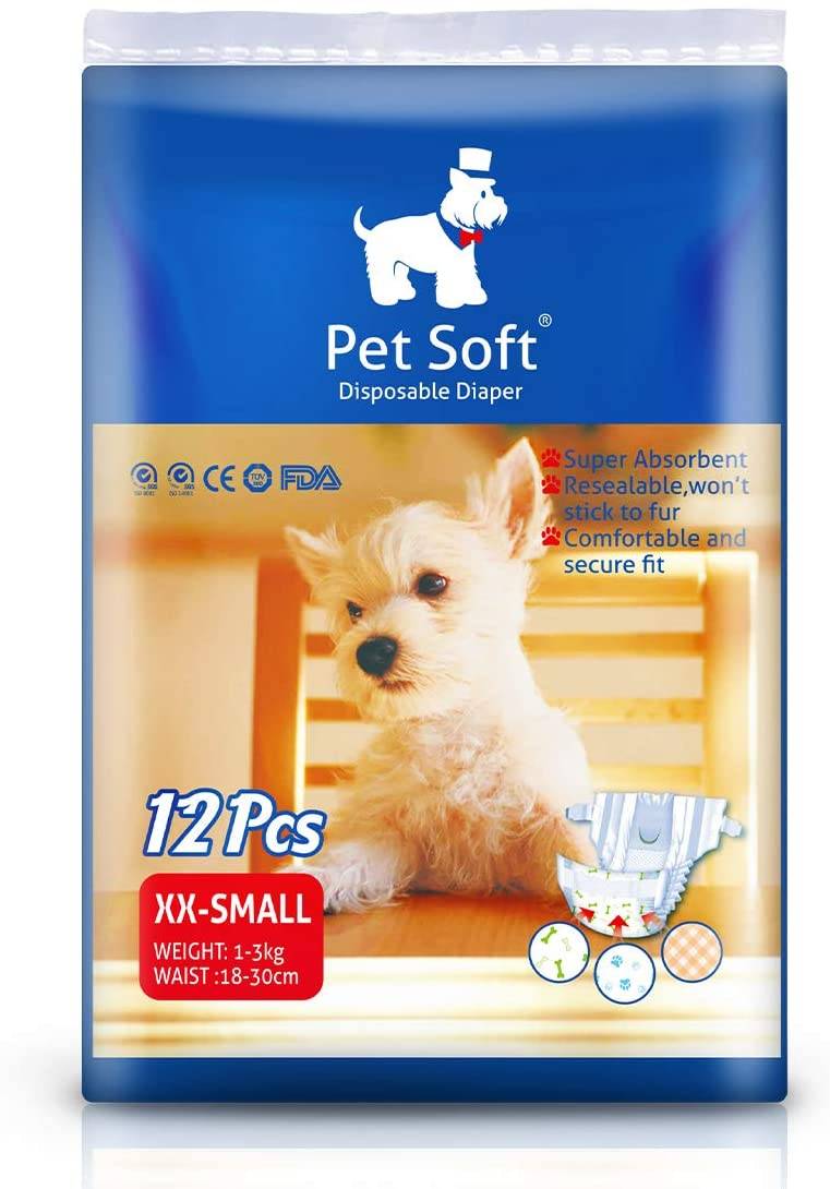 Pet Soft Female Disposable Puppy Dog Diaper 12pcs XXS/XS/S/M/L/XL – 88 ...